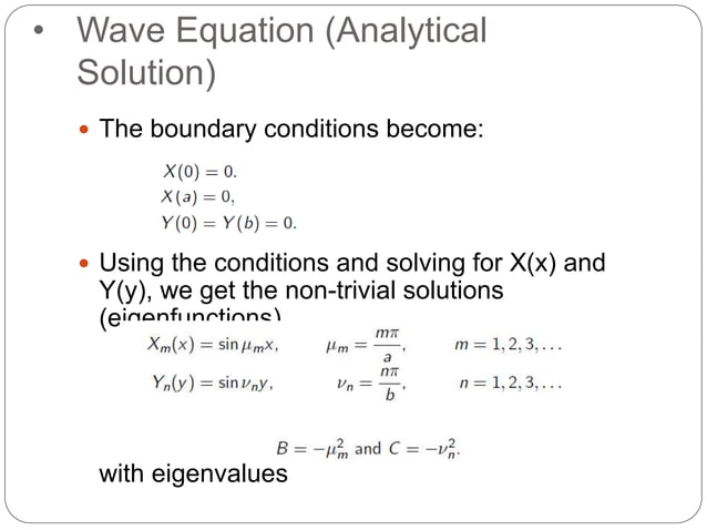 2 Dimensional Wave Equation Analytical and Numerical Solution | PPTX ...