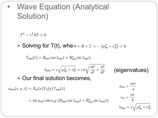 2 Dimensional Wave Equation Analytical And Numerical Solution Pptx Physics Science