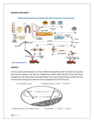Industrial Training Report on Direct Reduced Iron Plant(DRI) | PDF