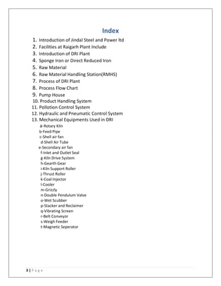 Industrial Training Report on Direct Reduced Iron Plant(DRI) | PDF