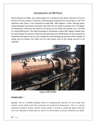 Industrial Training Report on Direct Reduced Iron Plant(DRI) | PDF