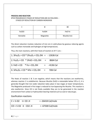 Industrial Training Report on Direct Reduced Iron Plant(DRI) | PDF