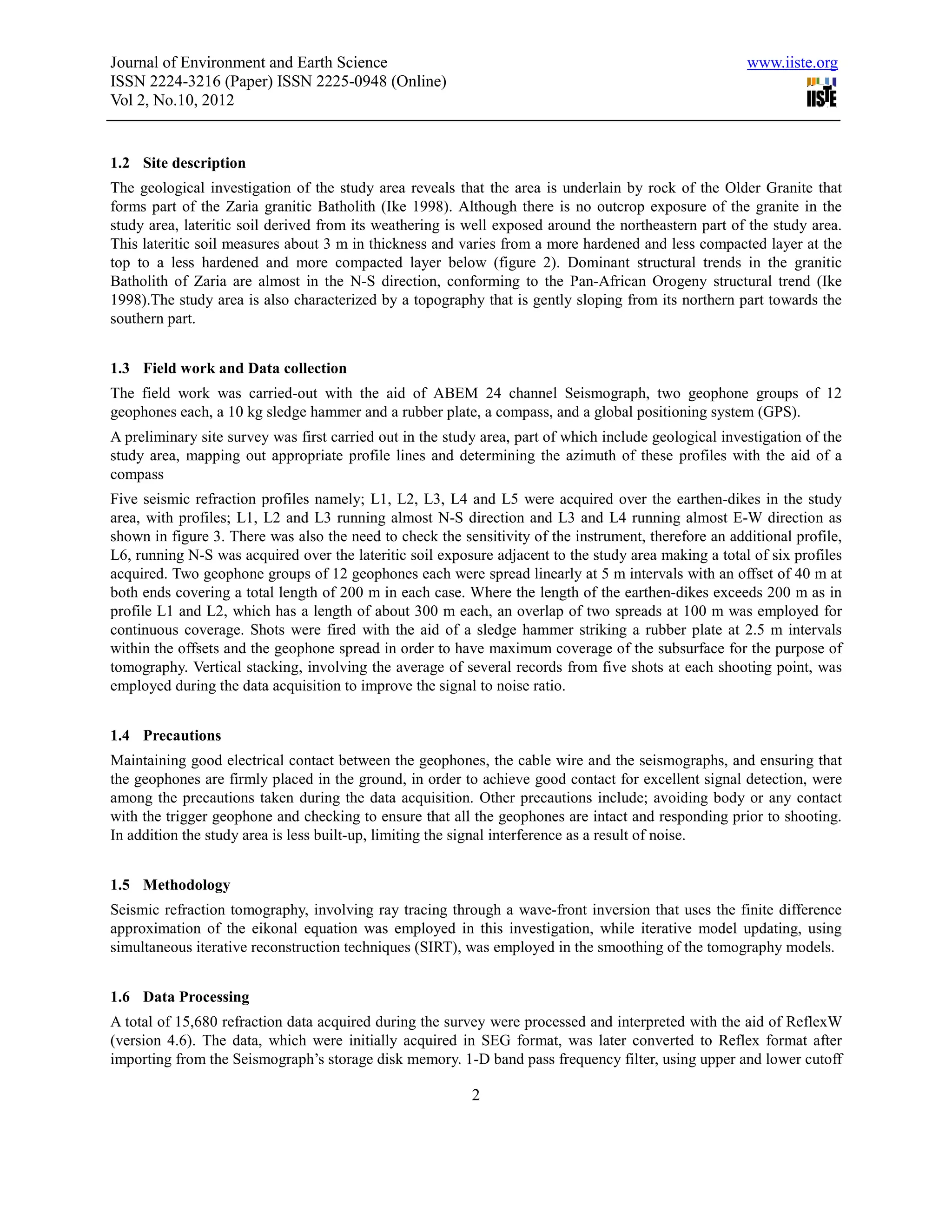 2 d seismic refraction tomography investigation of a sewage treatment ...