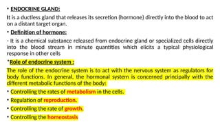 endocrine system including functions and regulations | PPTX