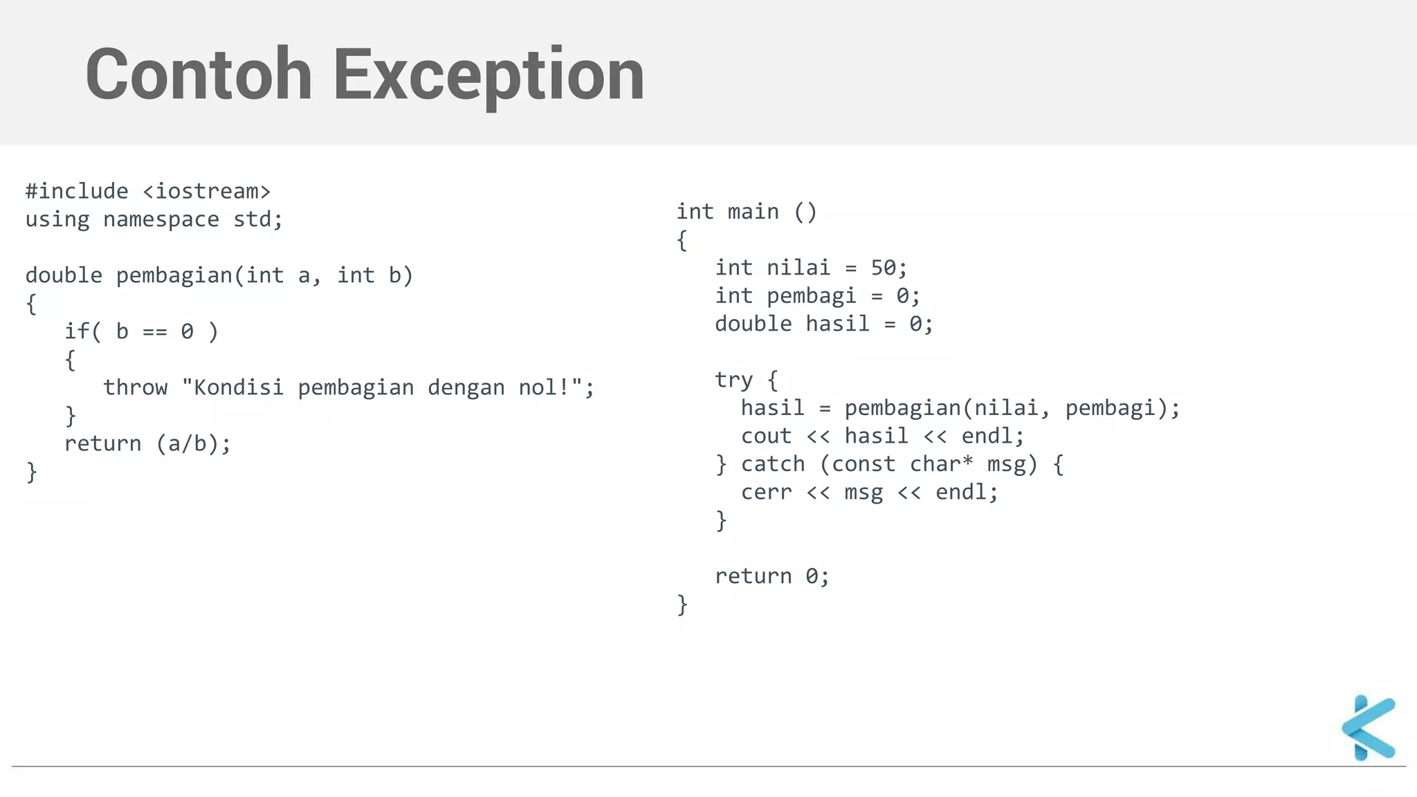 Pemrograman C++ - Exception | PPT