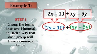 Factoring by grouping grade 8 powerpoint | PPTX