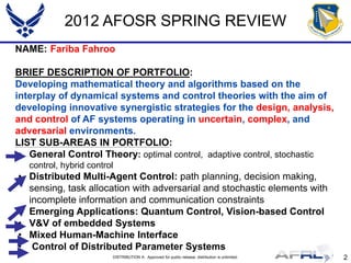 Fahroo - Dynamics & Control - Spring Review 2012 | PPT