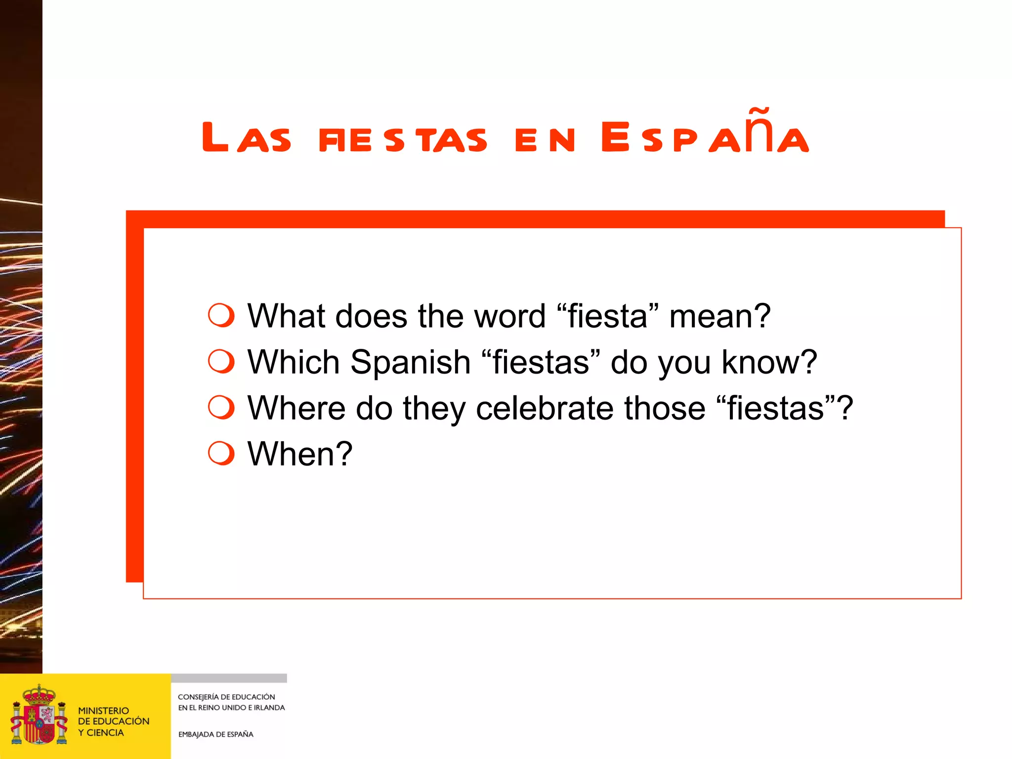 Fiestas de España in English | PPT