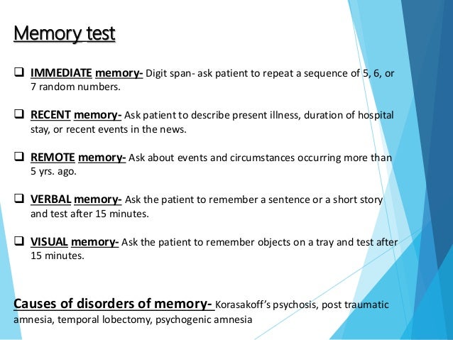 Part 2 general physical and mental examination