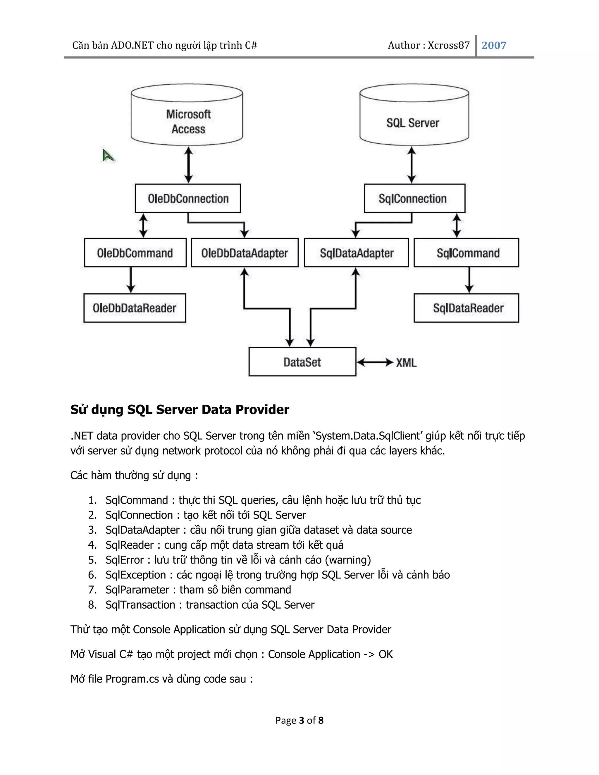 2.gioi thieu co ban ado.net cho nguoi lap trinh c# | DOCX