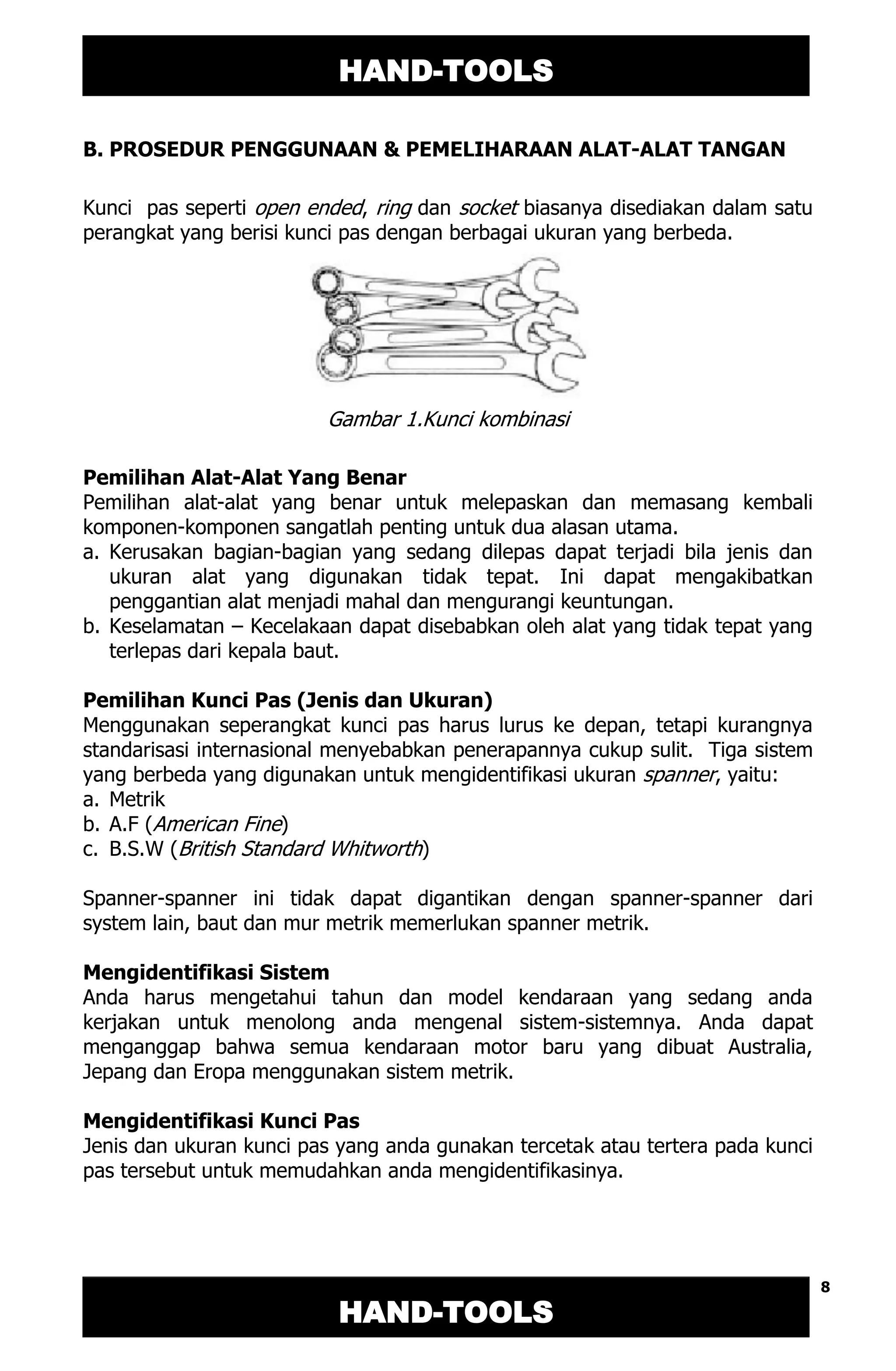 Hand tools dan Kelengkapannya | PDF