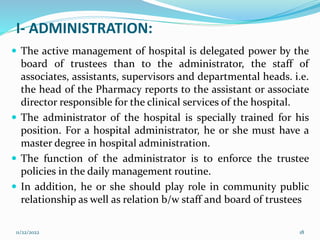 HOSPITAL AND IT'S ORGANIZATION (Hospital pharmacy) .pptx