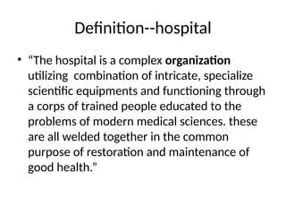 Hospital and its organization..Pharmacy. | PPTX