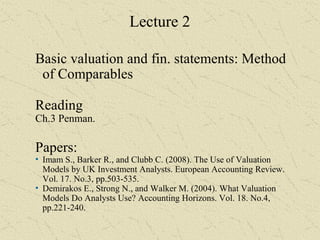 2 how financial statements are used in valuation | PPT