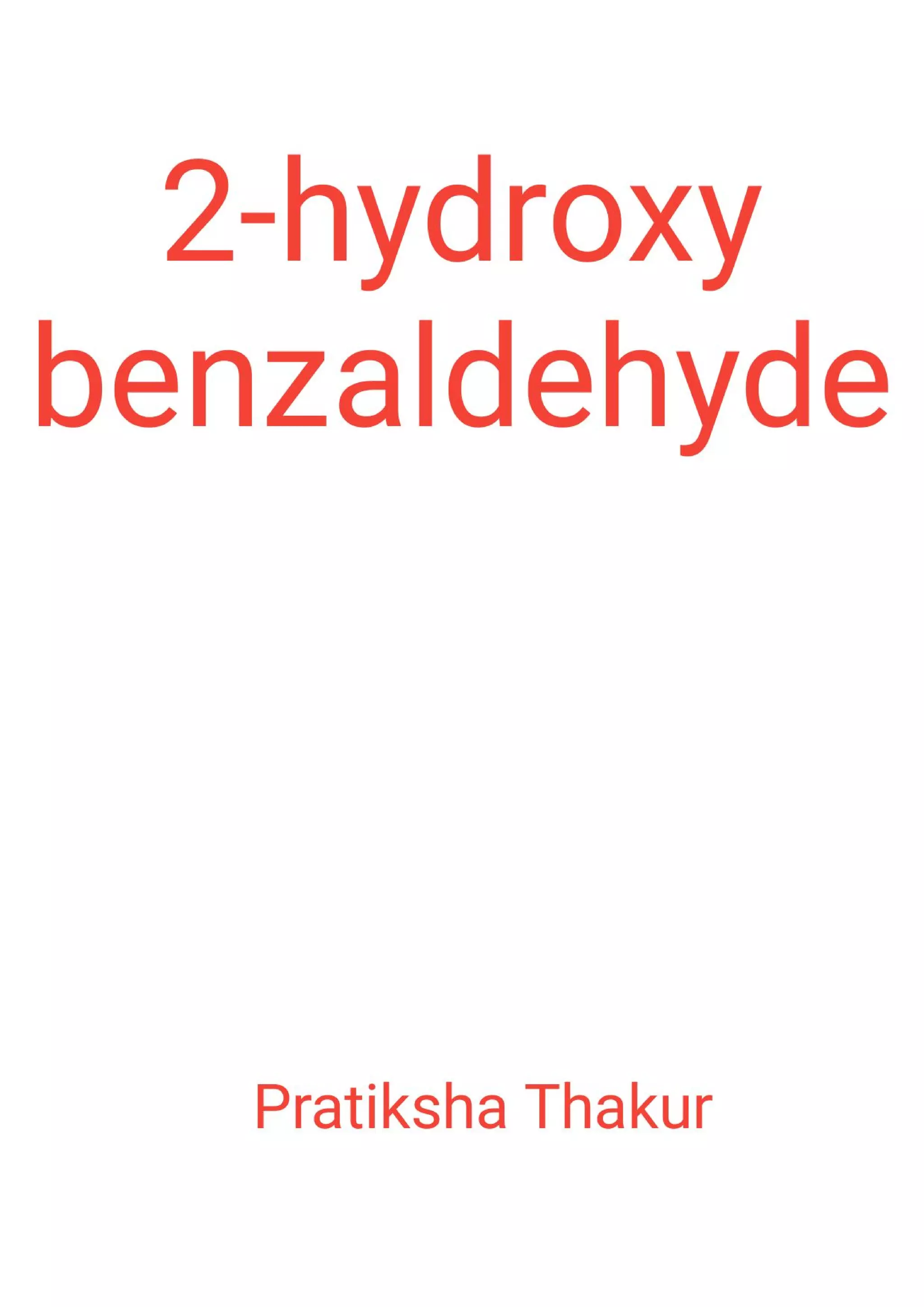 2-hydroxy benzaldehyde | PDF
