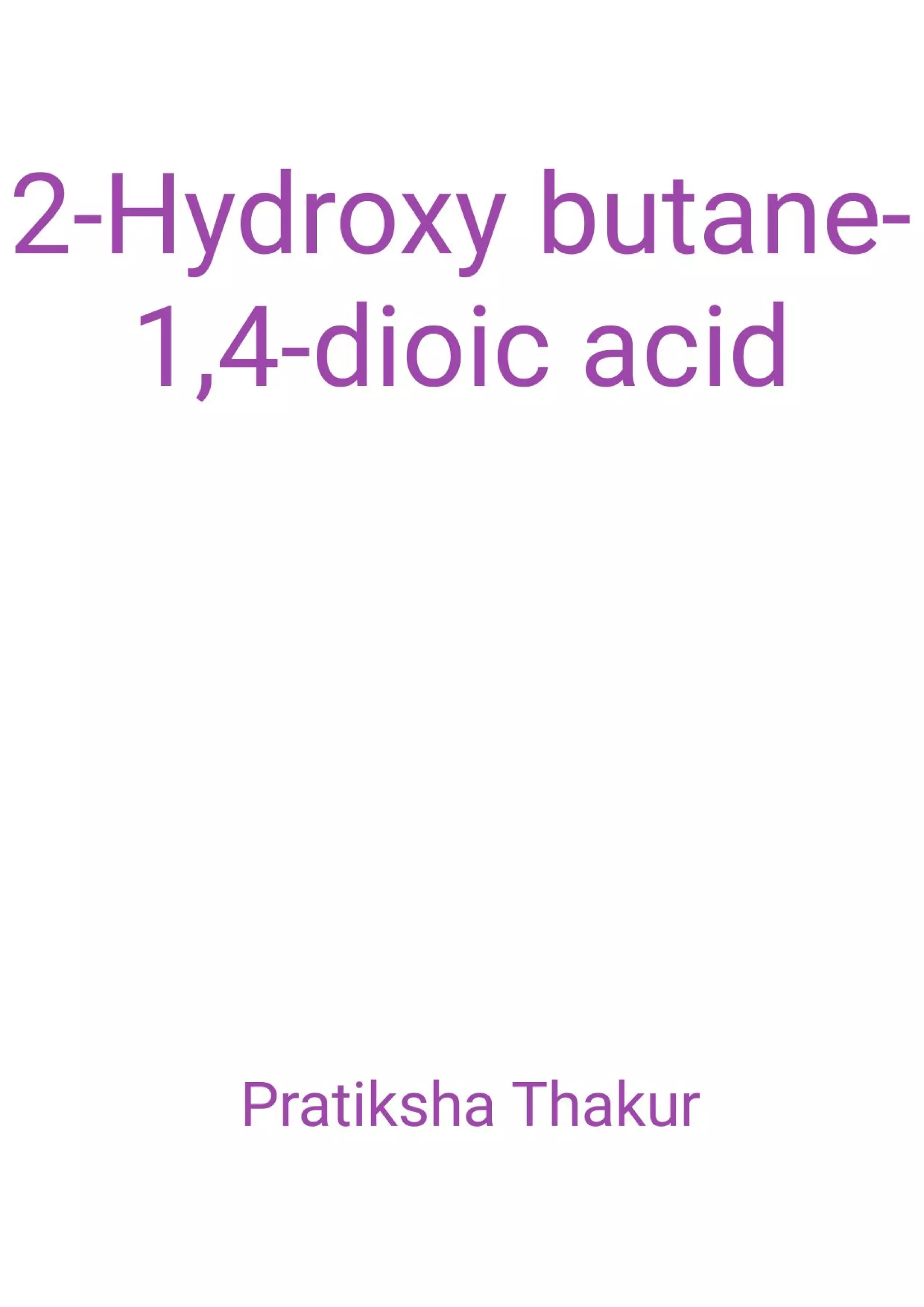 2-Hydroxy butane-1,4-dioic acid | PDF