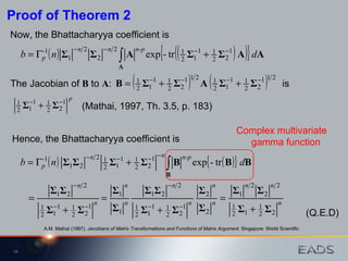 DERIVATION OF SEPARABILITY MEASURES BASED ON CENTRAL COMPLEX GAUSSIAN ...