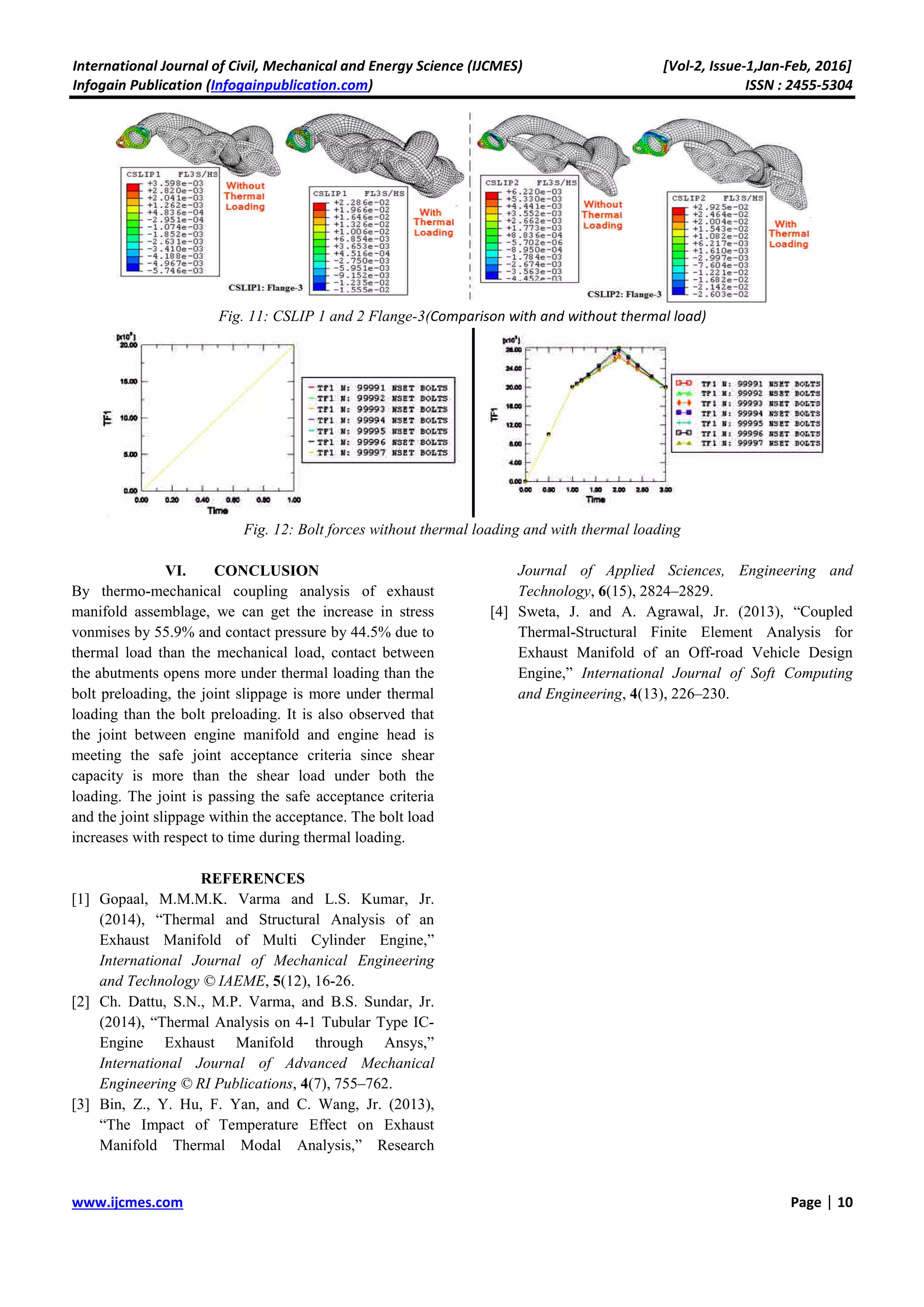 Thermo coupled stress analysis of exhaust manifold assemblage using abaqus | PDF
