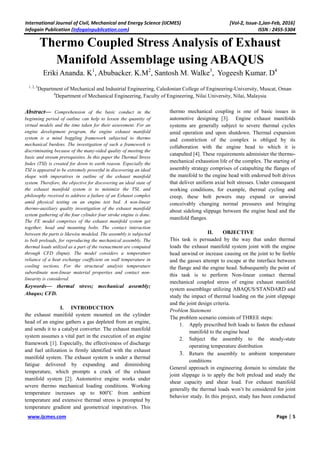 Thermo coupled stress analysis of exhaust manifold assemblage using abaqus | PDF