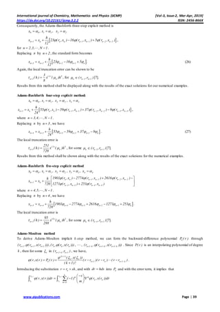 Derivation and Application of Multistep Methods to a Class of First-order Ordinary Differential ...