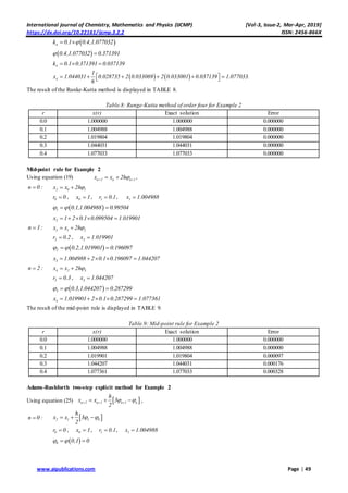 Derivation and Application of Multistep Methods to a Class of First-order Ordinary Differential ...