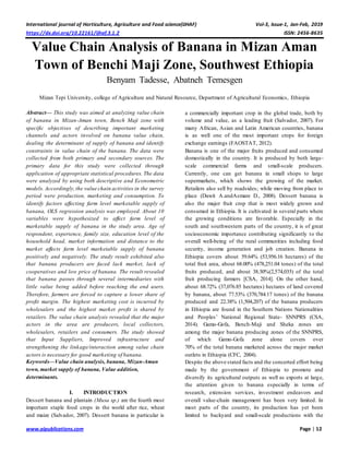 Value Chain Analysis of Banana in Mizan Aman Town of Benchi Maji Zone, Southwest Ethiopia | PDF