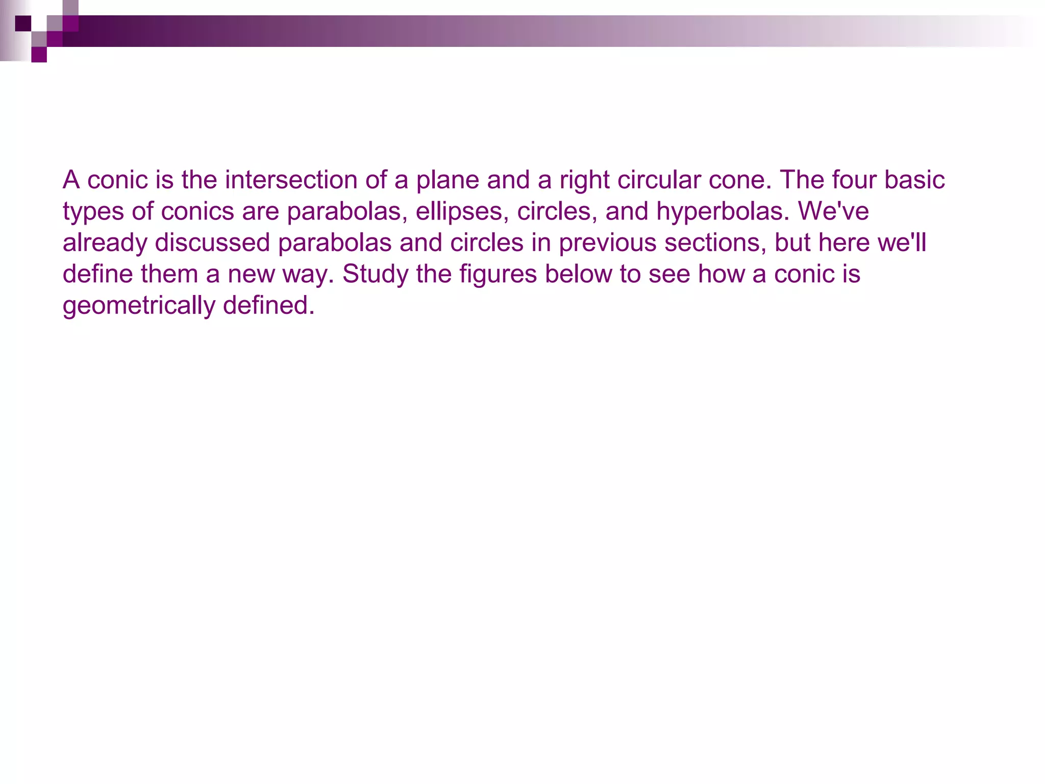 introduction to conics | PPT