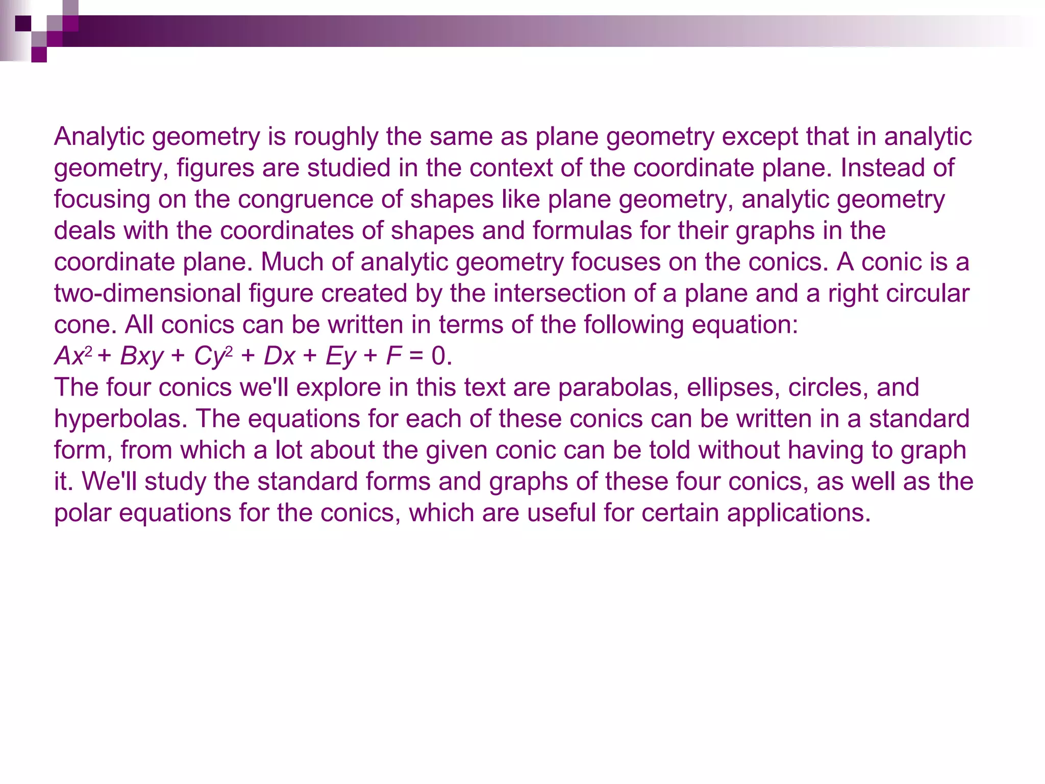 introduction to conics | PPT