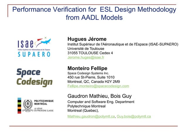 Performance Verification for ESL Design Methodology from AADL Models | PDF