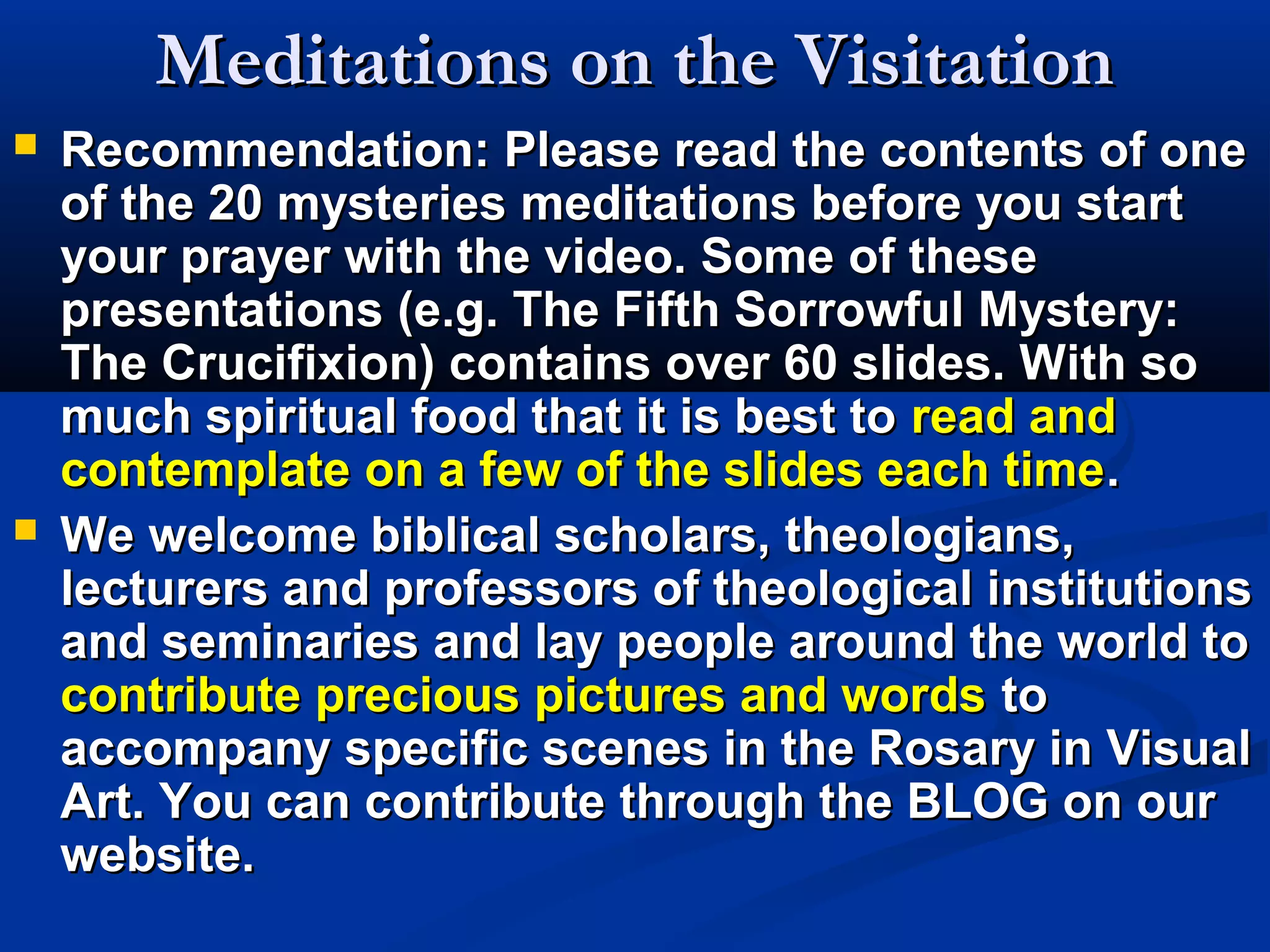 Joyful Mysteries 2: Visitation | PPT