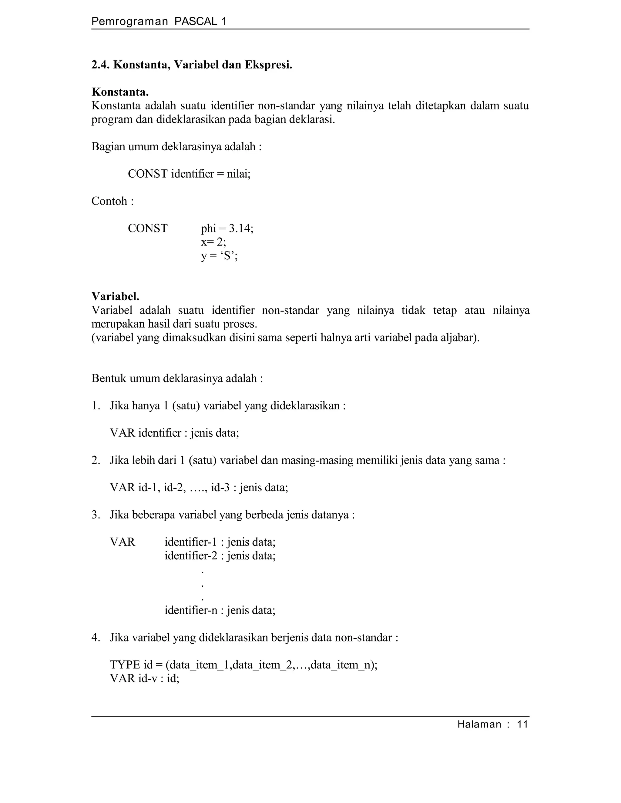 2 konsep dasar pascal | PDF