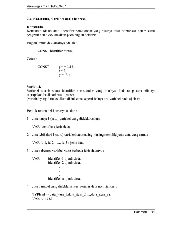 2 konsep dasar pascal | PDF