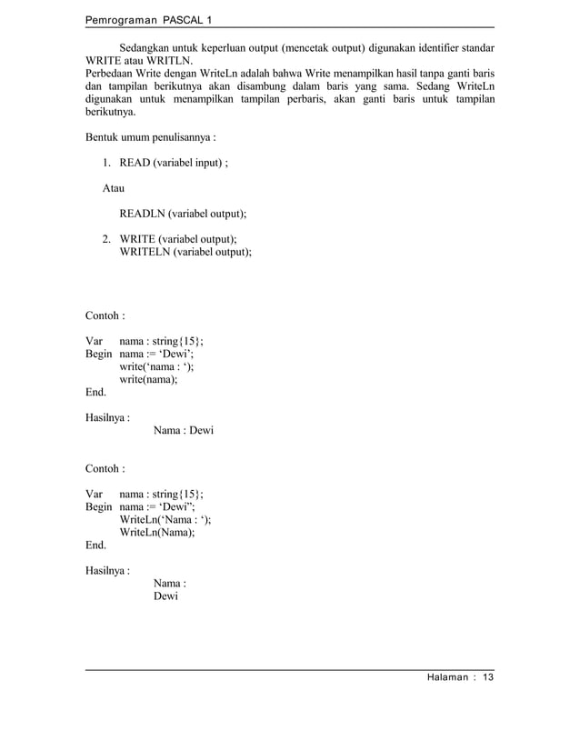 2 konsep dasar pascal | PDF