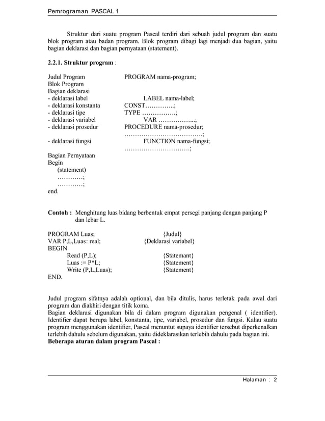 2 konsep dasar pascal | PDF