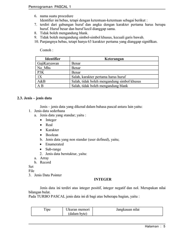 2 konsep dasar pascal | PDF