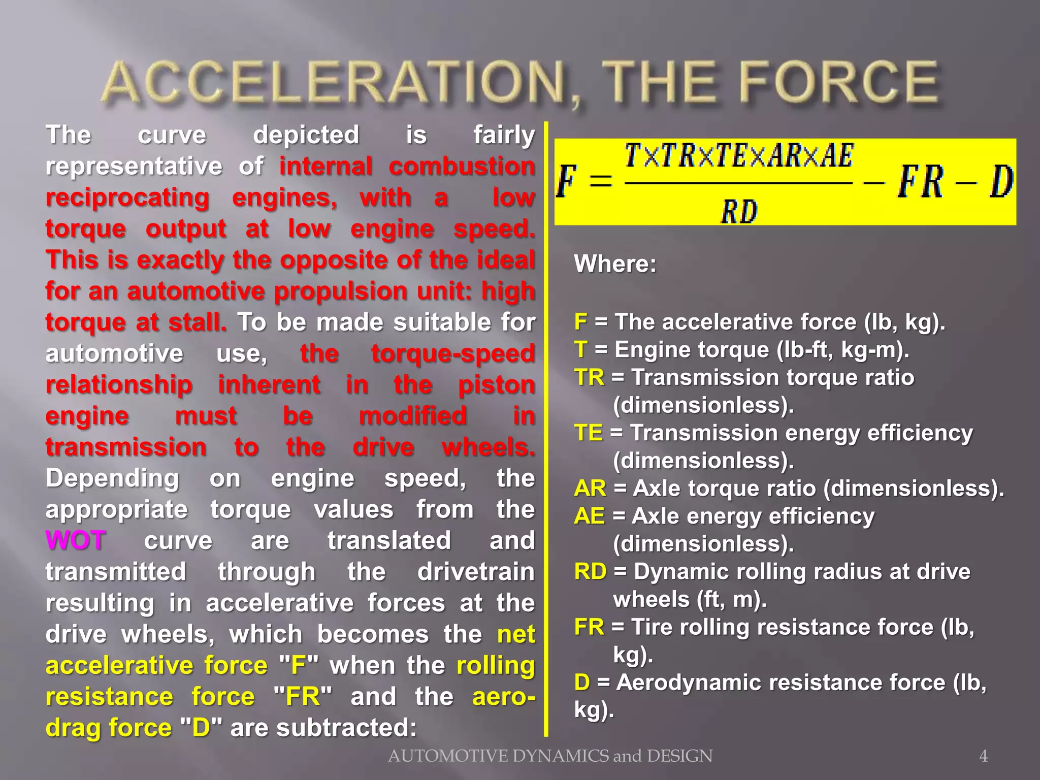 2- AUTOMOTIVE LONGITUDINAL DYNAMICS (ACCEL, BRAKING, CRASH) | PPTX