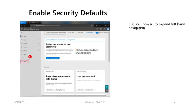 Microsoft 365 MFA - Enable Security Defaults | PPTX