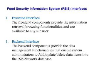 Food Security Information System (FSIS) Consultative Workshop Sudan 27 ...