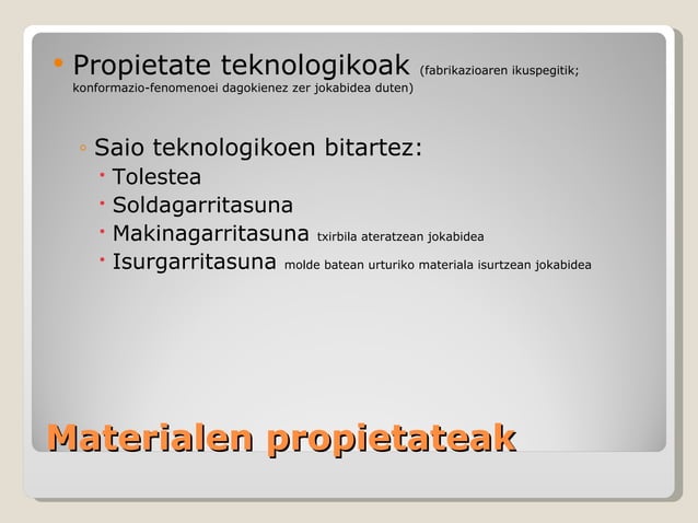 Materialak | PPT