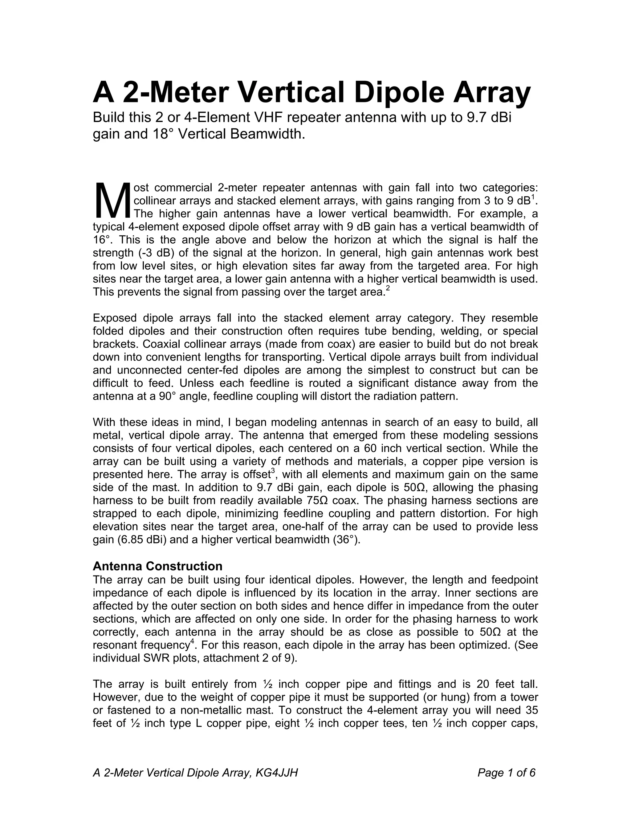 2 meter vertical dipole array | PDF