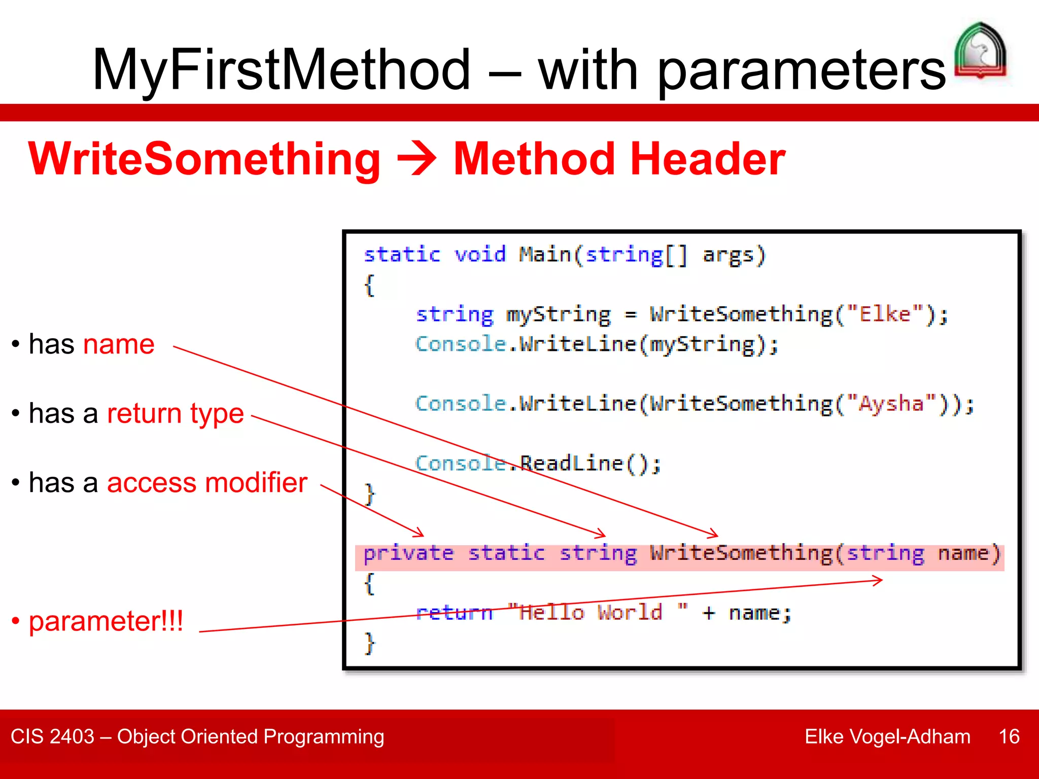 Methods in c# (1) | PPTX