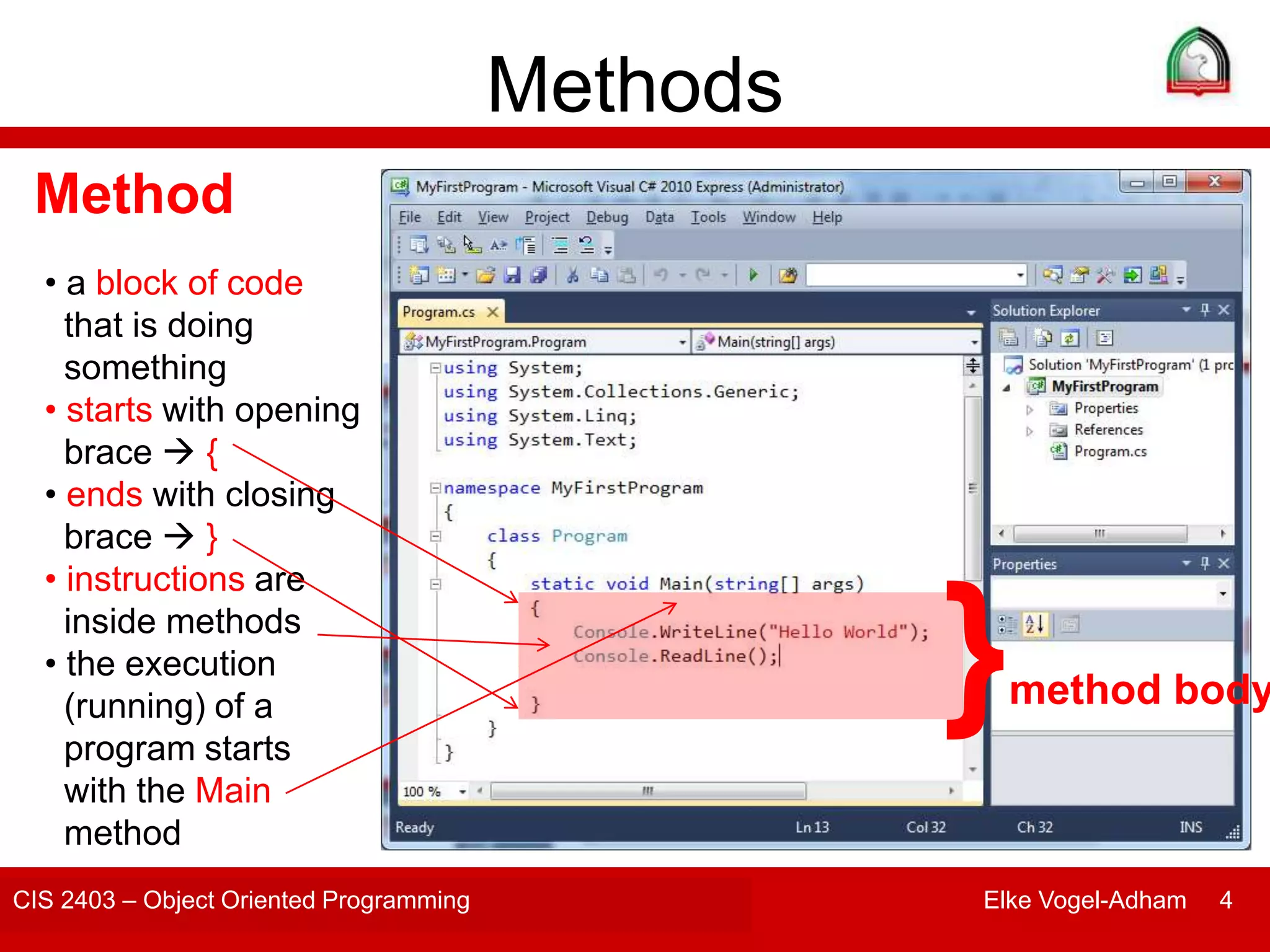 Methods in c# (1) | PPTX