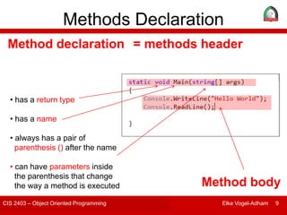 Methods in c# (1) | PPT