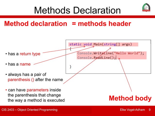 Methods in c# (1) | PPT