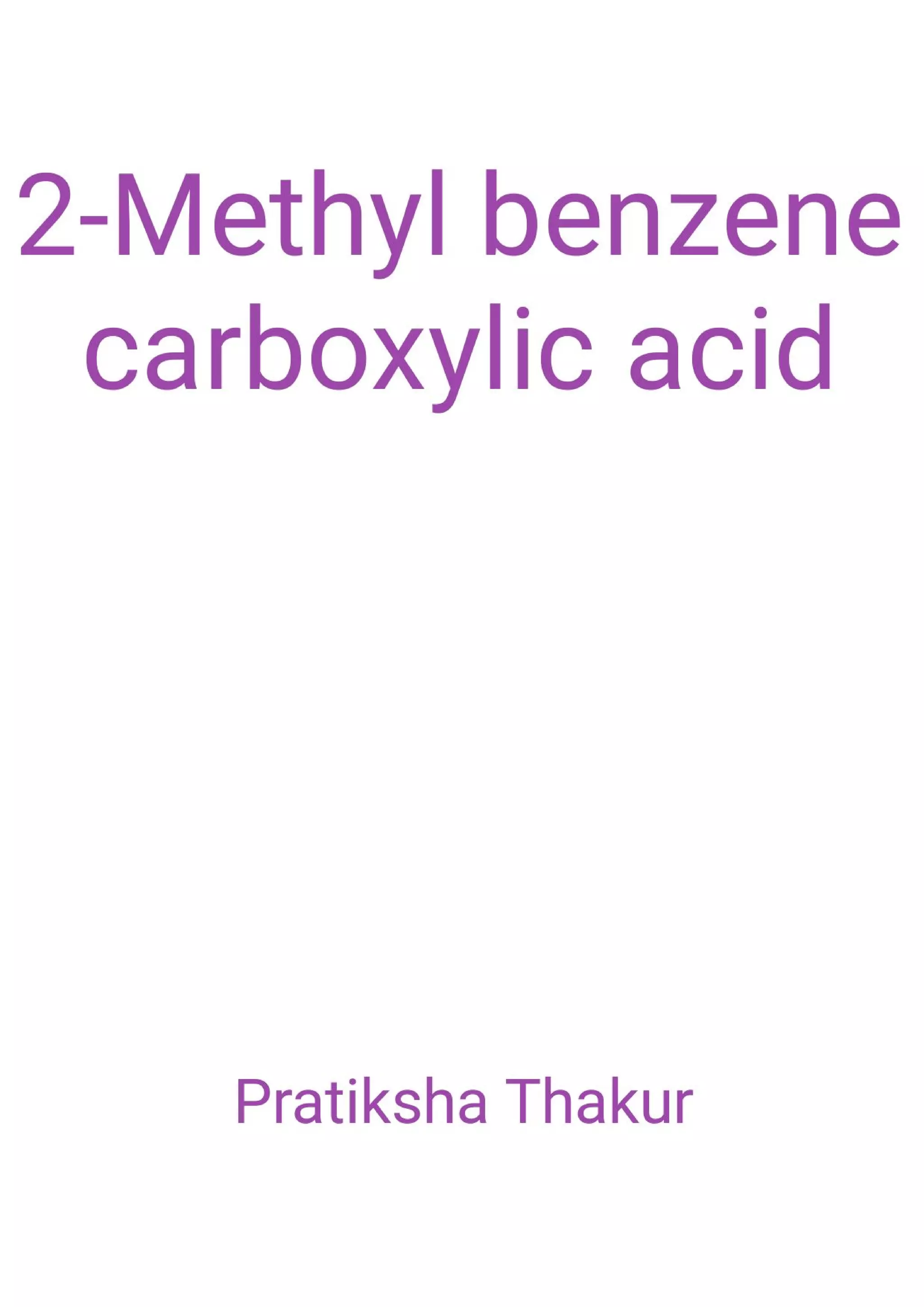 2-Methyl benzene carboxylic acid | PDF