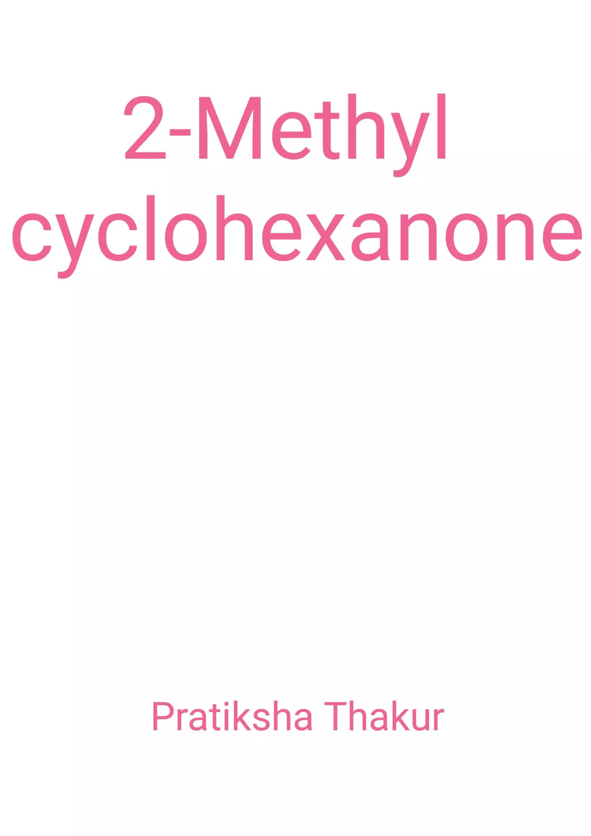 2-Methyl cyclohexanone | PDF