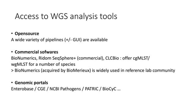 Overview of the commonly used sequencing platforms, bioinformatic search tools and databases ...