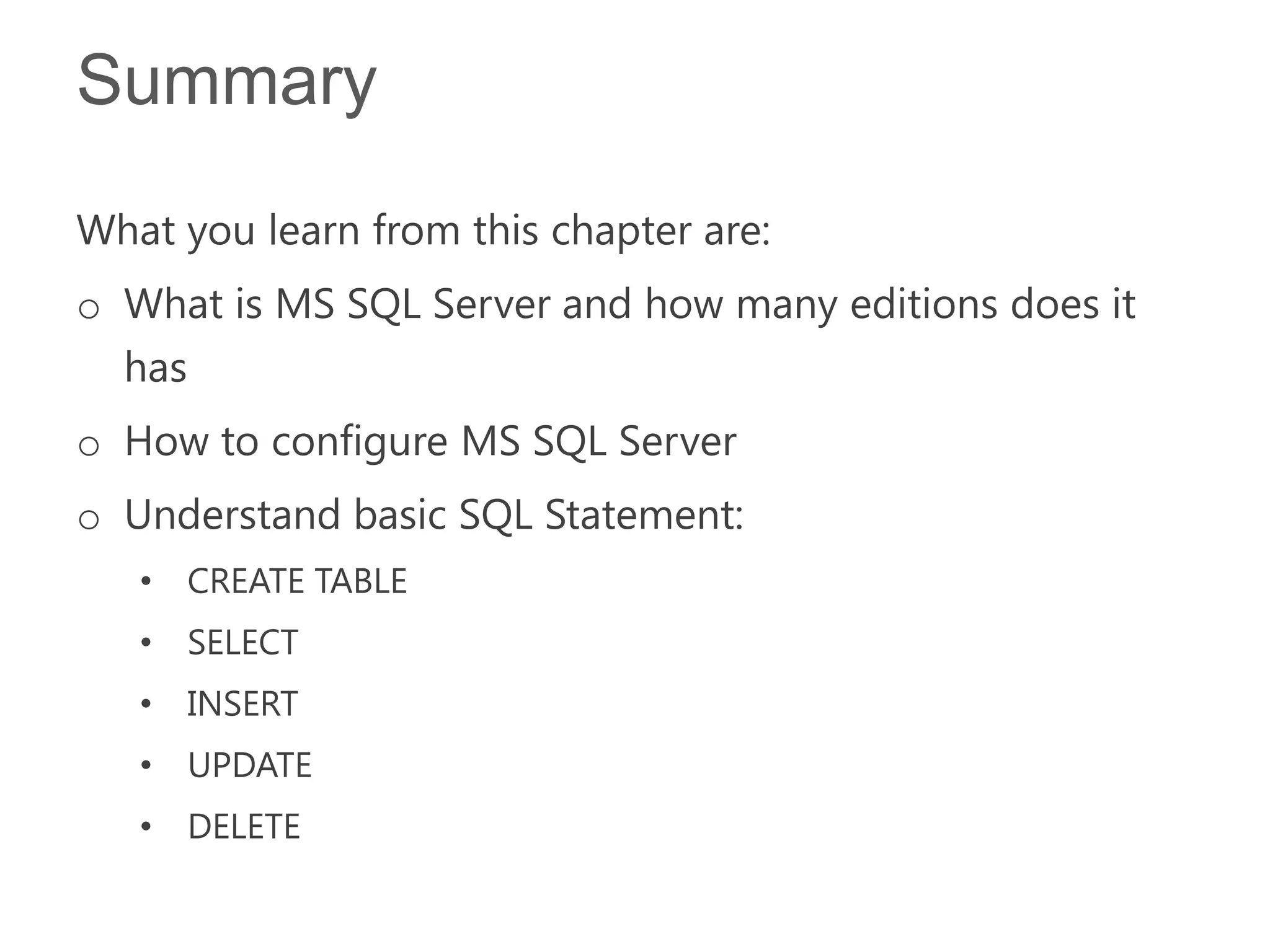 Chapter 2: Ms SQL Server | PPTX | Databases | Computer Software and Applications