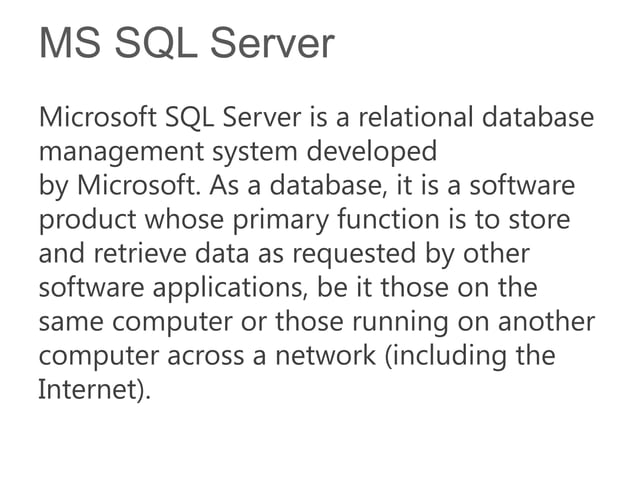 Chapter 2: Ms SQL Server | PPT