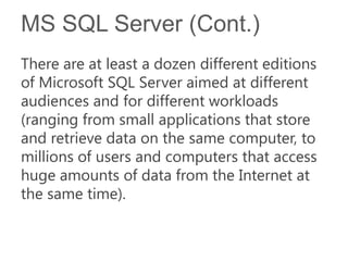 Chapter 2: Ms SQL Server | PPTX | Databases | Computer Software and ...